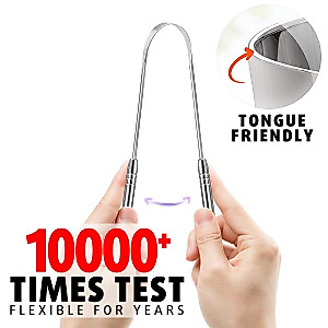Tongue Scraper, Effective Tongue Cleaner 2 Pack Surgical Stainless Steel Rustproof Tongue Scrapers Reusable Lifetime Dental Scraper with Handy Carrying Store Case - New