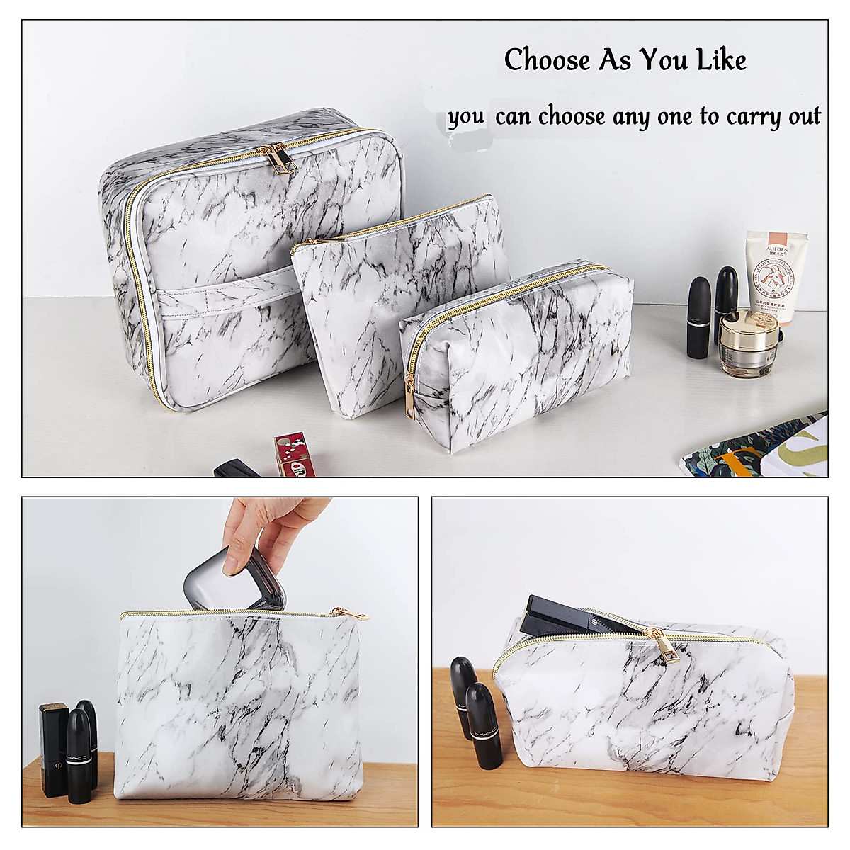 DISEN Makeup Bag Organizer with Extra 5 Brushes, Adjustable Dividers, Makeup Bags for Women Cosmetic Bag Portable Travel Case Waterproof and Durable