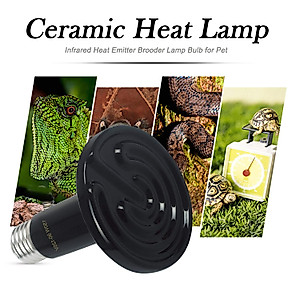 OMAYKEY 2-Pack 150W Ceramic Heat Lamp with 1-pcs Digital-Thermometer, Infrared Heat Emitter Bulbs for Reptiles, Amphibians, Chicken Brooder Coop Lizard Turtle Snake Aquarium, No Light No Harm