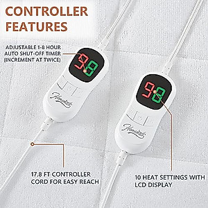 Homemate Heated Mattress Pad California King Size, Electric Mattress Pad King 5 Heated Setting Coral Fleece, Bed Warmer with Dual Controller & Auto Off 10 Hours, Fit Up to 21 Inch, 84"x72"