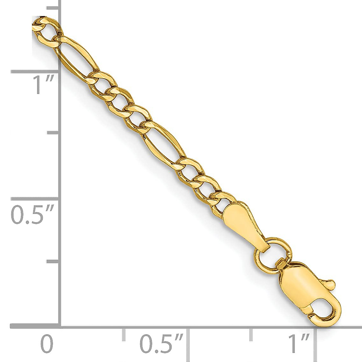 Avariah 14k Yellow Gold 2.5mm Semi-Solid Figaro Chain - 8"