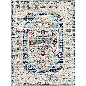Mark&Day Area Rugs, 5x7 Cedar Lake Traditional Blue Area Rug Blue Carpet for Living Room, Bedroom or Kitchen (5'3" x 7')