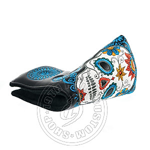 Dia de los Muertos Sugar Skull Golf Blade and Mid Mallet Putter Headcover, Black