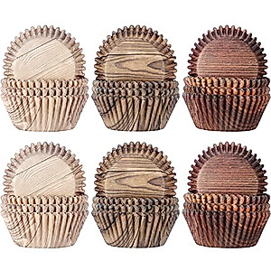 300 Pieces Cupcake Liners Cupcake Wrappers Woodland Animal Cupcake Cups Paper Muffin Baking Liners Holders for Bridal Showers Wedding Holiday Birthday Party Decorations (Woodgrain)