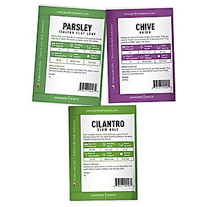 Culinary Herb Seeds For Planting Indoors and Outdoors 5 Herbs Seed Packets Including Basil, Cilantro, Chives, Oregano, and Parsley - Great for Kitchen Herb Garden Heirloom Herb Seeds - Gardners Basics