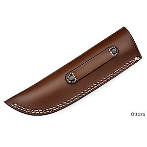 Ottoza Handmade Leather Knife Sheath SIDE DRAW Knife Sheath - Bushcraft Knife Sheath - Hunting Knife Sheath - Survival Knife Sheath - Vertical Knife Sheath Dark Brown TOP GRAIN LEATHER No:111