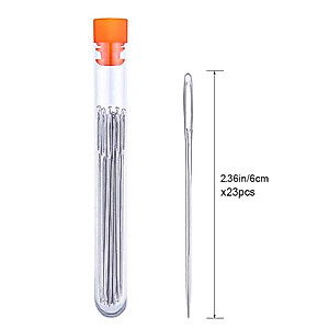 23 PCS Large Eye Sewing Needles, 2.36in Sewing Sharp Needles, Leather Needle Embroidery Thread Needle, Stainless Steel Yarn Knitting Needles with a 3.3in Plastic Bottle