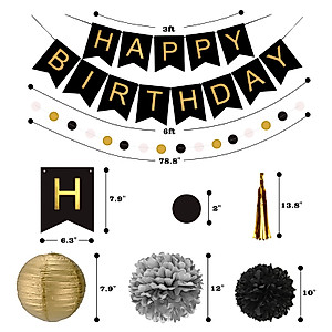 meowtastic Purple Birthday Party Decorations, Happy Birthday Banner with Tissue Pom Poms, Tassel Garland, Paper Lanterns, Circle Dot Garland, Purple and Pink Happy Birthday Decoration for Women Girls