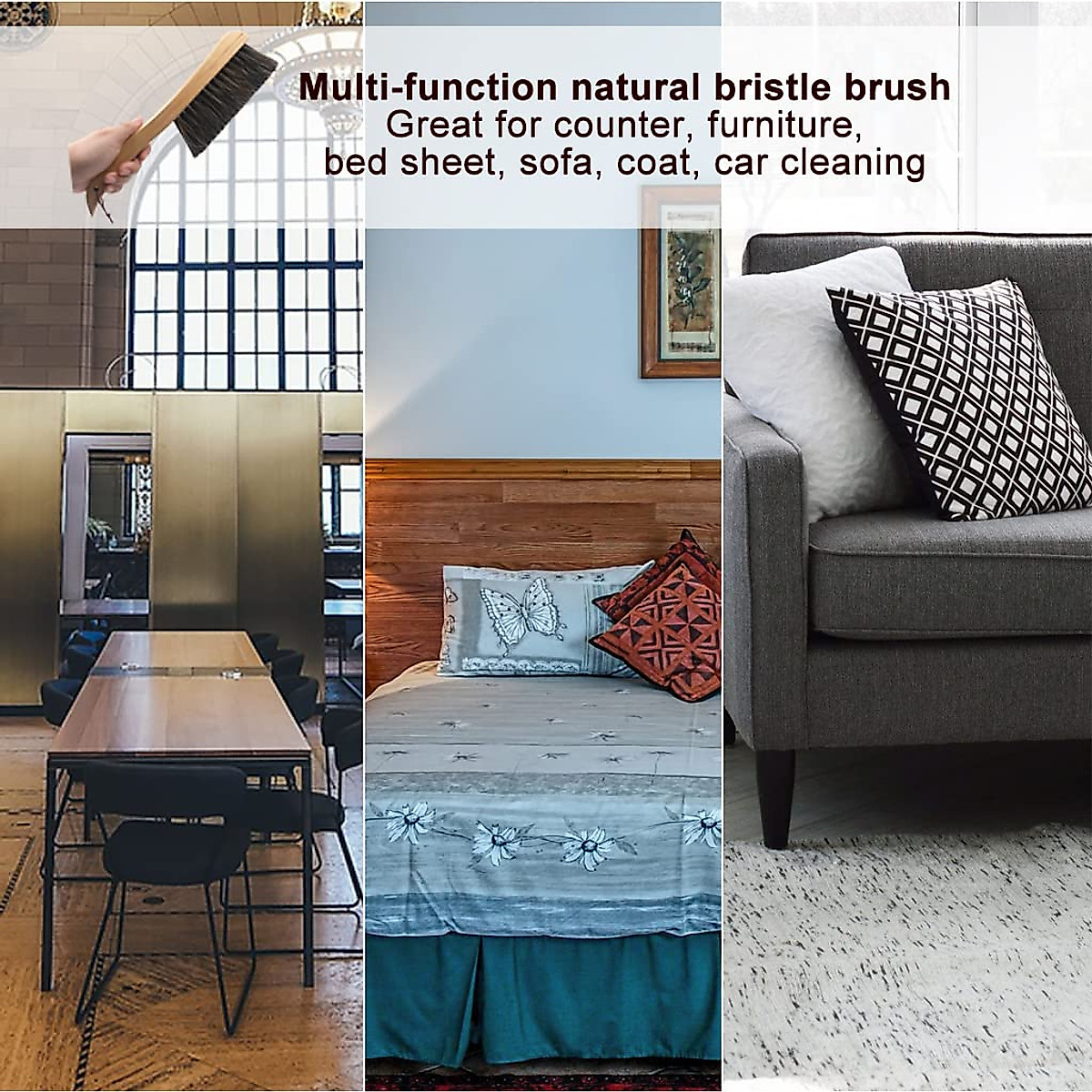 Counter Brush for Furniture Patio Woodworking Drafting Cleaning, Wooden Handle with Horsehair Bristle Bench Brushes, 13 Inches Hand Broom