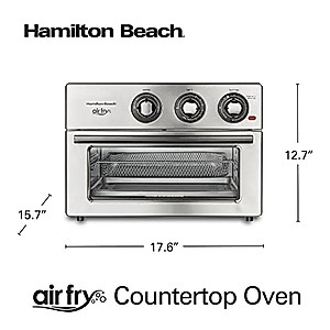 Hamilton Beach Air Fryer Countertop Toaster Oven, Includes Bake, Broil, and Toast, Fits 12” Pizza, 1800 Watts, 6 Cooking Modes, Stainless Steel