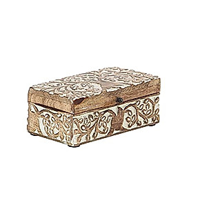 Deco 79 Mango Wood Floral Box with Hinged Lid, Set of 3 8", 10", 12"W, Brown