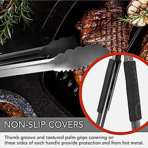 Grill Tongs Super Long 24-inch Heavy Duty for BBQ and Grilling | Extra Long Stainless Steel Grilling Tongs for Outdoor Grill and Kitchen Cooking | Long Metal Tongs with Safety Hand Grips