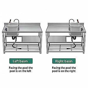 Kitchen sinks, stainless sink, water trough,Stainless steel material, 200mm groove depth, double turret design, all steel drain, suitable for kitchen, bathroom, balcony, bar, hotel, hospital, school (