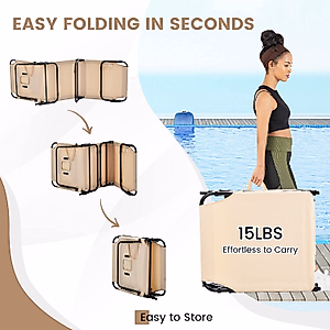 Giantex Chaise Folding Chair Adjustable Beach Patio Lounge Recliner, Beige