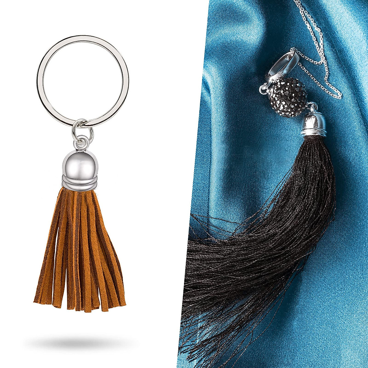 Aylifu 50pcs Silver Cord End Caps Glue-in Tassel Cap Clasps Connectors Leather Cord Findings Kit for DIY Bracelet Necklace Jewelry Making