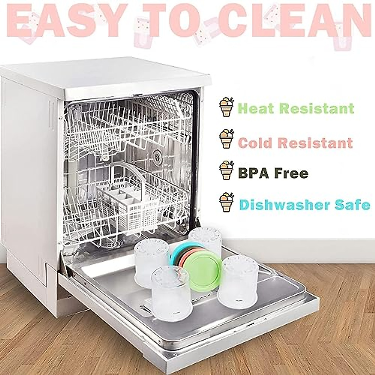 EVANEM 2/4/6PCS Creami Deluxe Pints, for Ninja Creami Ice Cream Maker Pints,16 OZ Ice Cream Container Safe and Leak Proof for NC301 NC300 NC299AM Series Ice Cream Maker,Green-4PCS