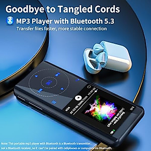 RUIZU 64GB MP3 Player with Bluetooth 5.3: Portable Music Player with Speaker, FM Radio, Voice Recorder, HiFi Lossless Digital Audio Video Playback, 2.4" Curved Screen, Touch Buttons, Supports 128GB