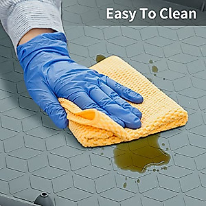 JOHAMOO Under Sink Mat Waterproof, 34" x 22" Silicone Kitchen Cabinet Liner, Bathroom Basin Cabinet Protector Drip Tray Gray