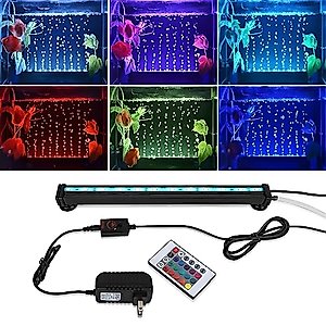 SZMiNiLED Submersible Aquarium Light, Fish Tank Light with Air Bubble Hole, RGB Color Changing Brightness Adjustable IP68 Waterproof Remote Control LED Light for Aquarium Fish Tank