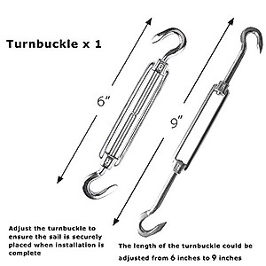 COCONUT Shade Sail Hardware Kit for Sun Shade Sail Installation 316 Anti-Rust Stainless Steel 6 Inches Courtyard Driveway Patio Garden