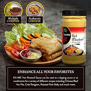 KA-ME Hot Mustard 7.25 oz, Asian Ingredients and Flavors, No Preservatives/MSG, Condiments For Egg & Spring Rolls, Fried Wonton, Roasted Pork Belly, Chinese Beef Hot Pot and Many More