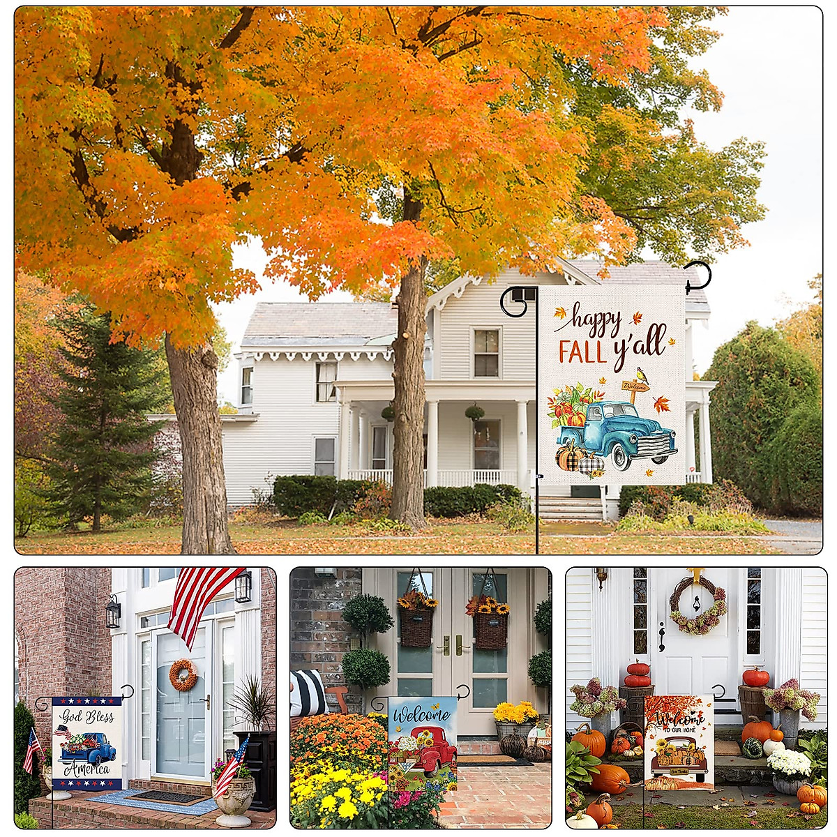 Seasonal Garden Flags Set Set of 12 Double Sided 12x18 Inch Christmas Garden Yard Flag, Winter Welcome Holiday Garden Flags with Truck Small Garden Flags for All Seasons for Outside Indoor Home