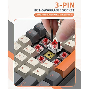 ZIYOU LANG RK68 60% Wireless Mechanical Keyboard, Bluetooth 5.0/2.4Ghz Dual Mode 2-in-1 USB-C Receiver Mini Mechanical Keyboard, Hot Swappable Red Switch Gaming Keyboard for PC/MAC/Laptops
