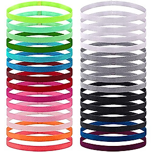 Duufin 28 Pieces Elastic Headbands Non Slip Sport Headband Thin Workout Headbands Colorful Elastic Sport Headbands for Women Men and Girls, 19 Colors
