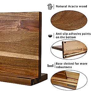 YOUSUNLONG Magnetic Knife Block - Magnetic Knife Holder - Magnetic Knife Stand - Double Sided Magnetic Acacia Wood - Holds 10 inch knives - Large Cutlery Display Stand and Storage Rack