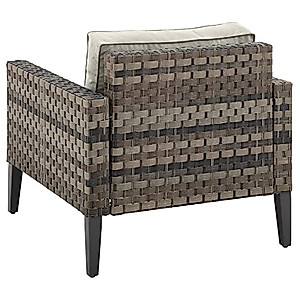 Crosley Furniture Prescott Outdoor Chair, Wicker Patio Chairs for Porch, Deck, Balcony, Backyard, Brown with Taupe Cushions