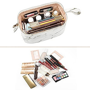 OCHEAL Small Marble Makeup Bag, Small Cosmetic Bags for Women,Large Capacity Portable Cosmetic bag Storage Organizer for Purse Everyday Use (Small, Marble)