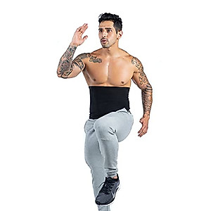 Kewlioo Men's Heat Trapping Waist Toner - Waist Trainer for Men - Comfortable & Discreet Waist Trimmer (Black, L)