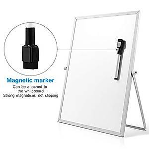 STOBOK Magnetic Dry Erase Board with Stand for Desktop, Double Sided White Board Planner Reminder for School Office 14 x 11 inches