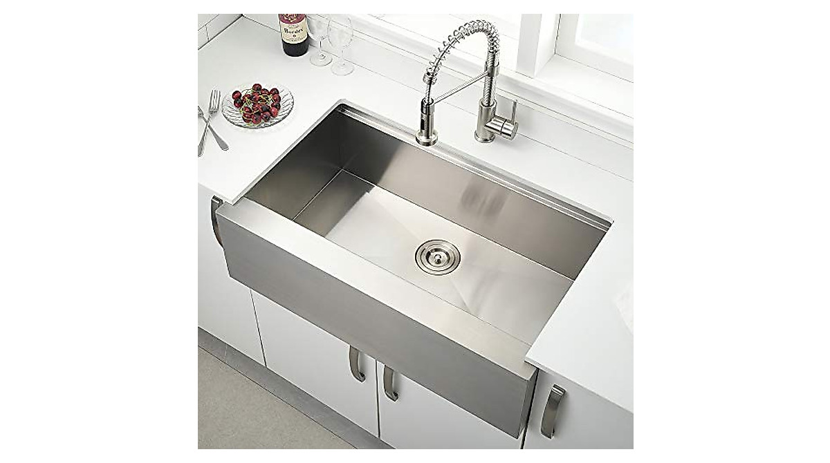 VOKIM 33" Farmhouse Workstation Sink | 16-Gauge Stainless Steel
