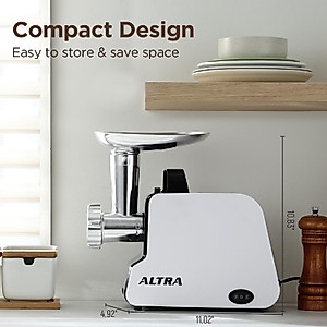 ALTRA LIFE Meat Grinder Electric, Sausage Maker, Meat Mincer with Hanlde, 2 Stainless Steel Blades & 3 Stainless Steel Grinding Plates, Sausage Stuffer & Kubbe Kit for Home Kitchen Use