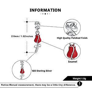 2024 Red Rose Flower Charm, 925 Sterling Silver Valentines Rose Enamel Pendant Necklace, Happy Mothers Day Bouquet Blossom Beads fit Pandora Women Bracelet, Gifts for New Mom Wifey Grandma