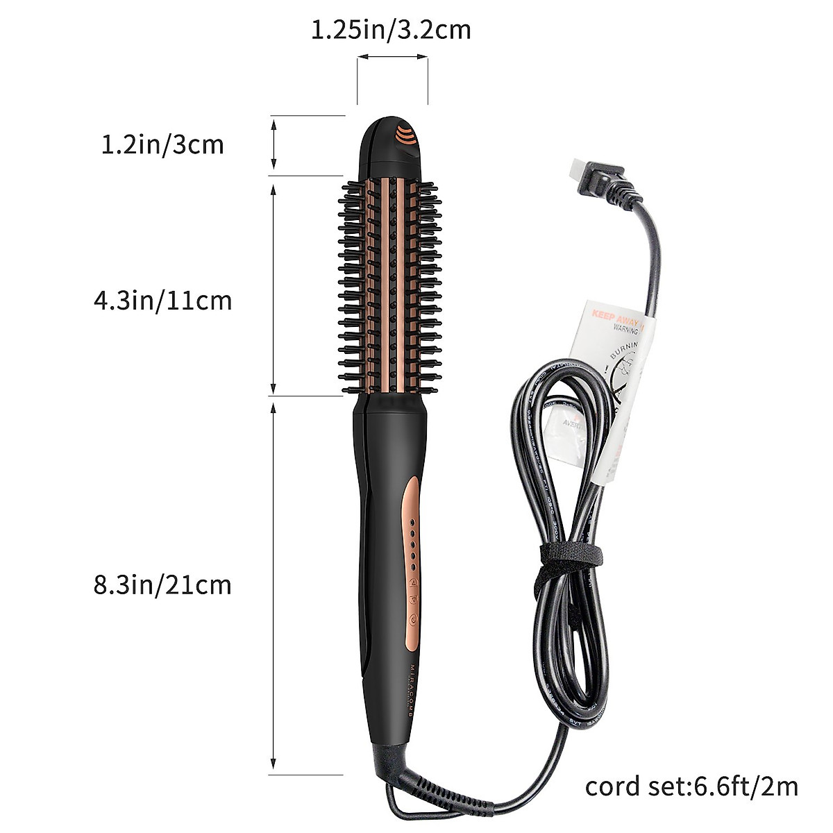 MIRACOMB 3-in-1 Hair Straightener Curling Iron 1.25 Inch Tourmaline Ceramic Flat Iron - Ionic Hot Brush Styler - Anti Scald Curler for Straightening & Curling, 5 Temp Settings (Package May Vary)