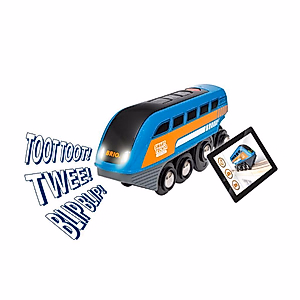 BRIO 33971 Smart Tech Sound Record & Play Engine | Wooden Toy Train for Kids Age 3 and Up