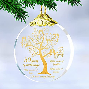50th Wedding Anniversary Ornament, 50th Anniversary Wedding Gift, 50 Years As Mr. & Mrs. Christmas Glass Ornament Gift for 50 Years Couple Husband Wife Married Parents Grandparents Anniversary