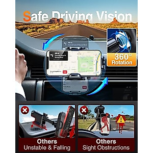 VANMASS Car Phone Holder Mount 2024 Upgraded [Patent Steel-Hook] Car Vent Phone Mount Clip Military-Grade Shockproof Cell Phone Car Mount Handsfree Truck Stand Cradle for iPhone Android,Multi-Colored