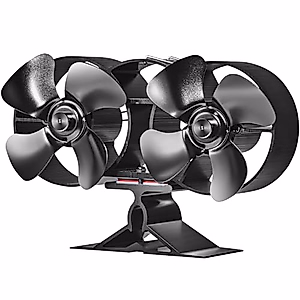 VEVOR Wood Stove Fan Heat Powered, 8 Blades Fireplace Fan Non-Electric, Quiet Thermoelectric Fan for Wood Burning Stove/Pellet/Log Burner, (with Accessories Magnetic Thermometer), Dual Motors