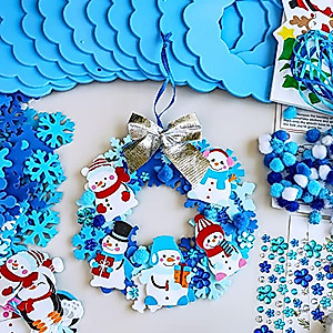 Winlyn 12 Sets Christmas Craft Kits Winter Crafts DIY Christmas Snowflake Wreath Ornaments Decorations Art Sets Snowman Santa Christmas Foam Stickers Arts and Crafts for Kids Classroom Art Activities