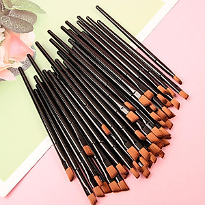 RMISODO 100 Pieces Angled Eyebrow Brushes, Flat Tapered Eyebrow Tint Brush, Soft Cosmetic Blending Brush, Portable Eyeshadow Concealer Brush, Professional Eye Makeup Brush for Women Girls, Black