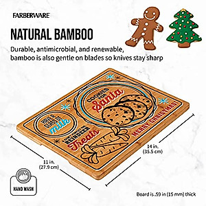 Farberware Cutting Board with Recessed Handles, Tray for Christmas Eve, Milk and Cookie Plate for Santa, Reversible Kitchen Chopping Board, 11-inch x 14-Inch, Bamboo