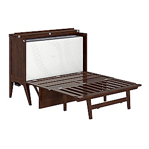 AFI, Northampton Murphy Bed Desk with Premium 6 Inch Folding Memory Foam Mattress and Built-in Charger, Full Size, Walnut