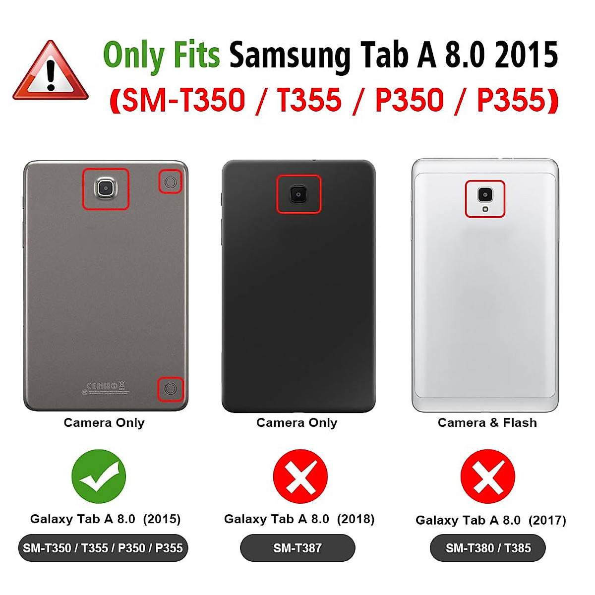 FINTIE Keyboard Case for Samsung Galaxy Tab A 8.0 (2015), Slim Shell Stand Cover w/Magnetically Detachable Bluetooth Keyboard for Tab A 8.0 SM-T350/P350 2015 (NOT Fit 2017/2018 Version), Black