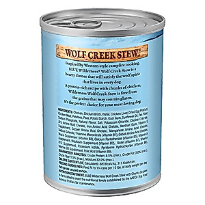 Blue Buffalo Wilderness Wolf Creek Stew High Protein, Natural Wet Dog Food, Chunky Chicken Stew in gravy 12.5-oz cans (Pack of 12)