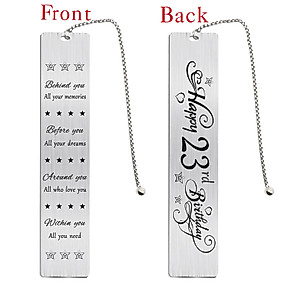 Jzxwan Happy 23rd Birthday Gifts for Women Men, 23 Year Old Birthday Bookmark Gift for Him Her, Happy 23 Yr Bday Book Mark for Female Male, 2001 Bd Present, 23 rd Birthday Card Decoration