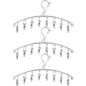 Qudamah Clothes Drying Rack Windproof Clothes Hangers with 8 Clips（3 Packs ）