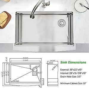 30 Inch Stainless Steel Farmhouse Sink-Jshozzy 30x22 Farm Sink Apron Front Farmhouse Kitchen Sink 16 Gauge Stainless Steel Single Bowl Kitchen Sink